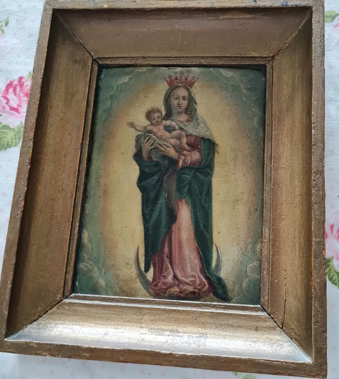 OELBILD AUF KUPFERPLATTE? Maria mit Kind 19/23cm (Gebraucht) in Siebnen für CHF 11 – mit ...