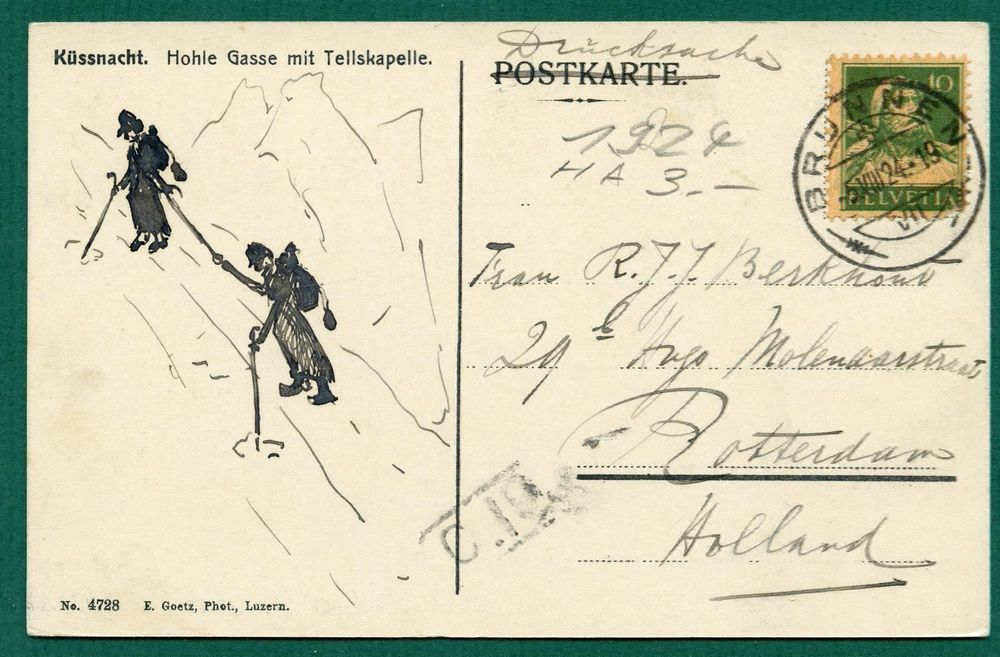 Küssnacht am Rigi, Hohle Gasse mit Tellskapelle, 1924 (D'occasion) à Sargans pour CHF 1 – avec ...