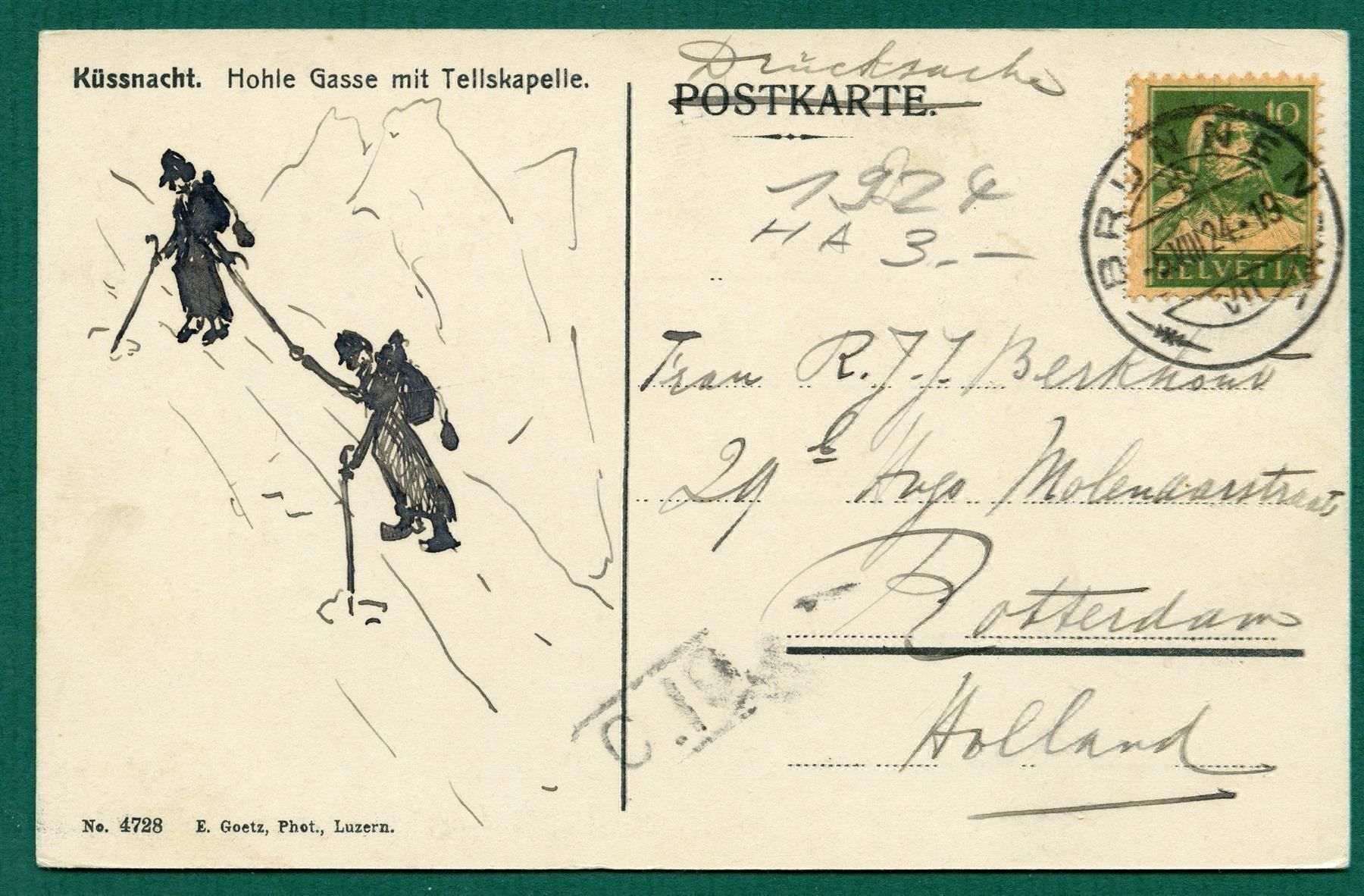 Küssnacht am Rigi, Hohle Gasse mit Tellskapelle, 1924 (Gebraucht) in ...