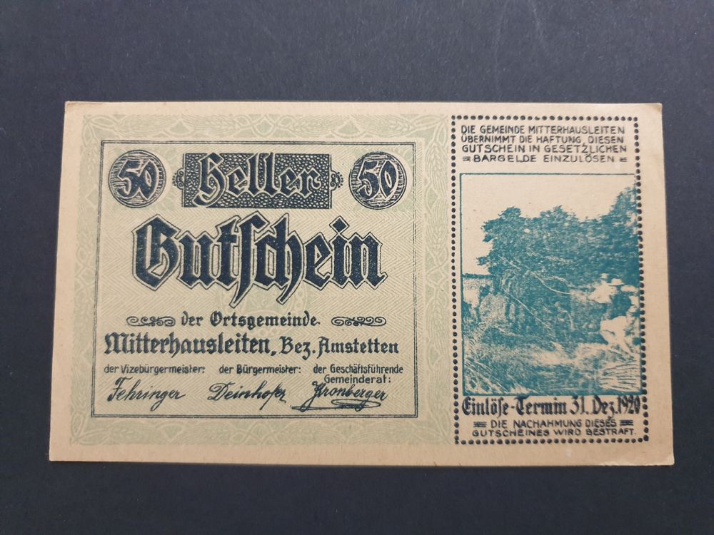 Notgeld Mitterhausleiten 1920 (Gebraucht) in Versoix für CHF 1 – mit Lieferung auf Ricardo kaufen