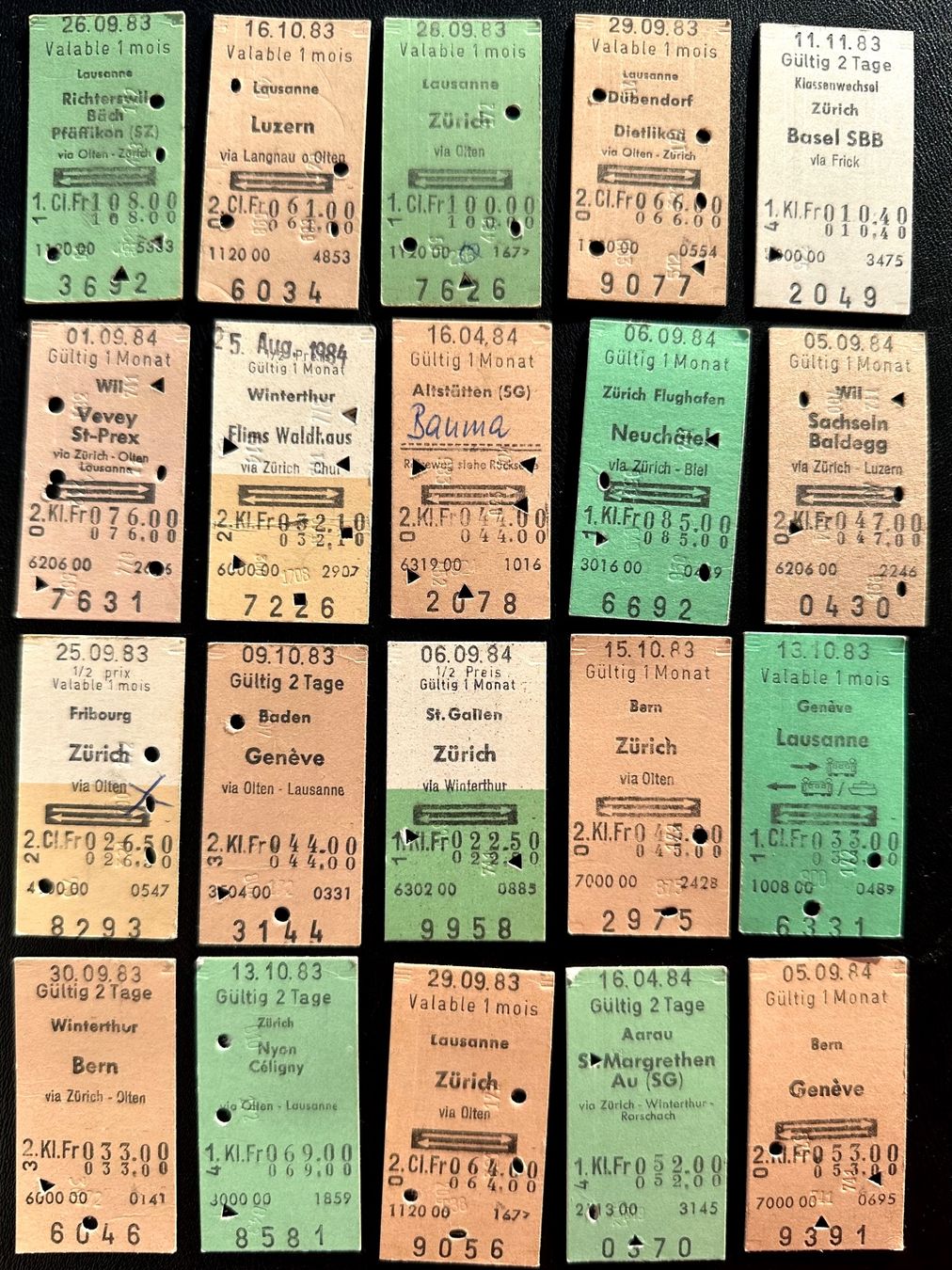 20 Top Billette, SBB, Tickets Edmondsche Kartonbillette (Gebraucht) in ...