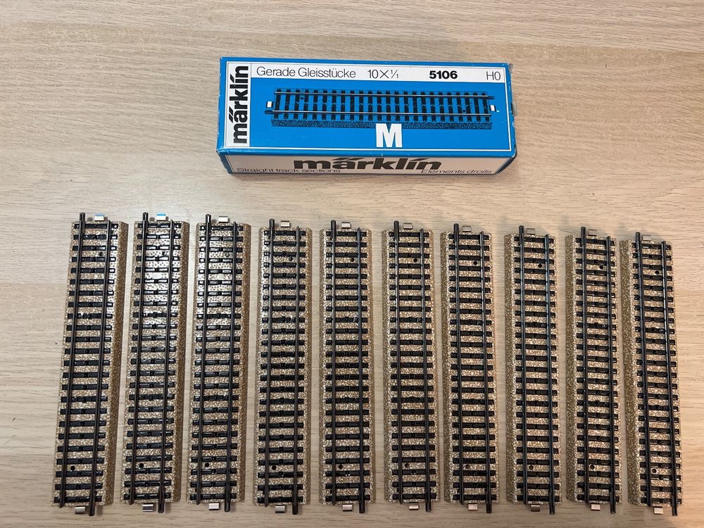 Märklin 10 x 5106 Gerades gleis M H0 OVP NEU (Neuf avec emballage d'origine) à St-Aubin-Sauges ...