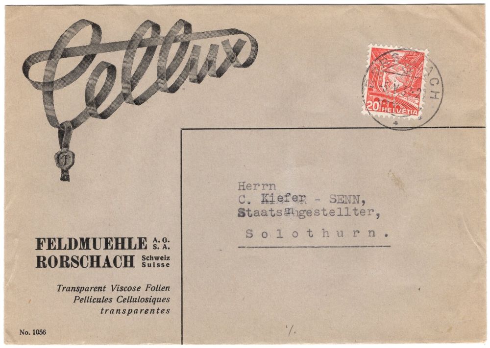 Perfin St.F/R auf schön illustriertem Beleg von RORSCHACH (Gebraucht ...