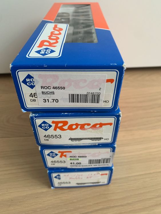4 x Roco H0 46553, 46550 Rollentransport Güterwagen 6achsig (Gebraucht ...