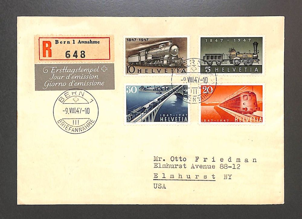 1947 FDC 100 JAHRE Schweizer EISENBAHNEN Ersttagstempel BERN (Gebraucht) in Zürich für CHF 20 ...