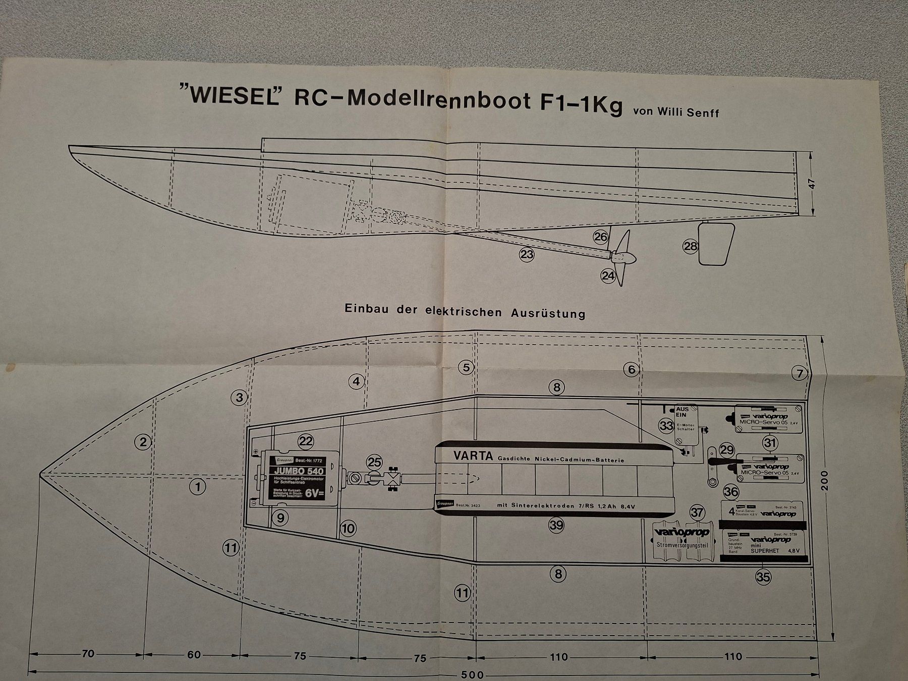 Bauplan RC Modellrennboot Wiesel F1-1kg von Willi Senff (Gebraucht) in ...