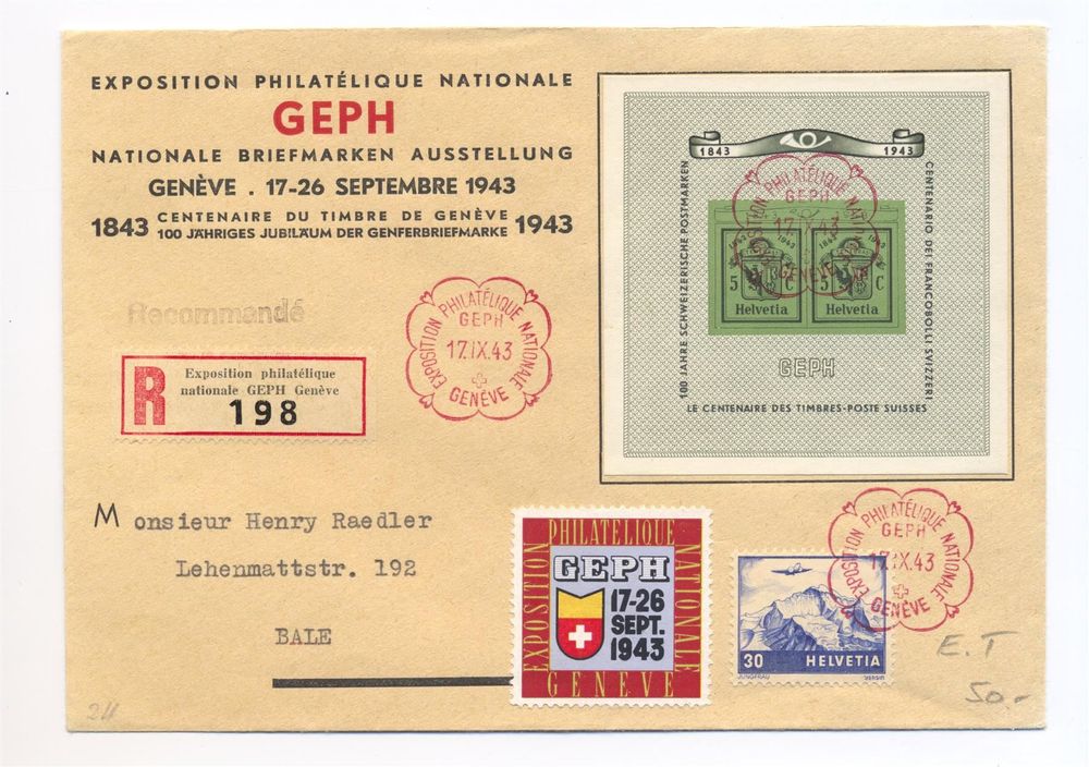 CH-Blocks, 1943, Genf Ausstellung Block (Gebraucht) in Basel für CHF 27 ...