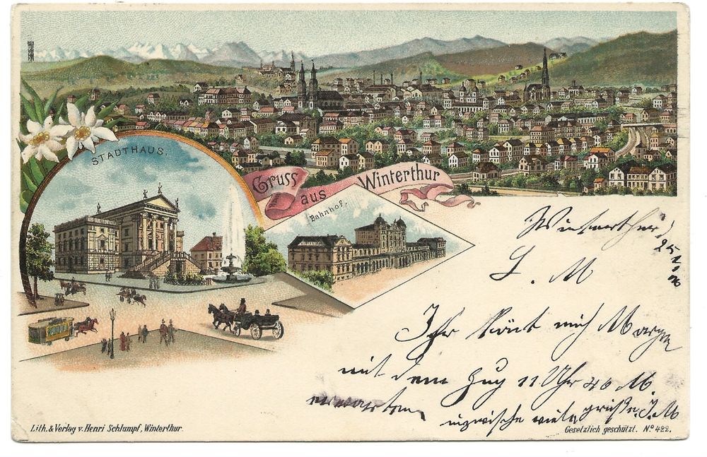 Gruss aus Winterthur (ZH) Schlumpf-Litho No 422 - 1901 (Gebraucht) in Engelburg für CHF 12.9 ...