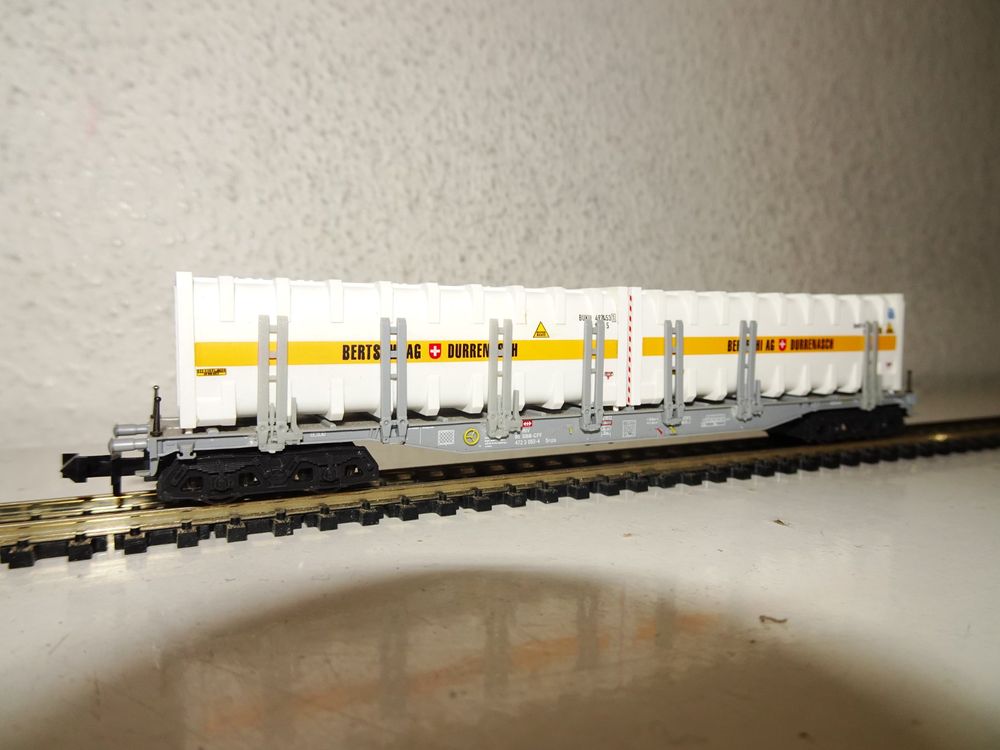 Minitrix Güterwagen SBB Bertschi Container Spur N 13875 (Gebraucht) in ...