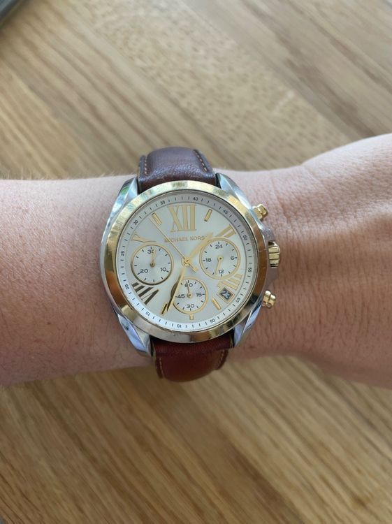 Michael Kors Bradshaw Chronograph Silver Dial Tan Leather | Kaufen auf ...