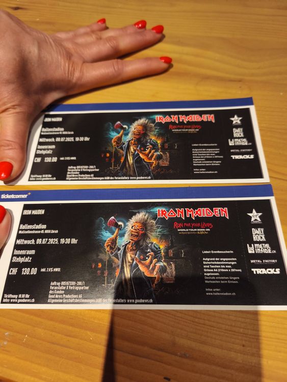Tickets IRON MAIDEN Zürich (Neuf (Voir description)) à Yverdon-les ...