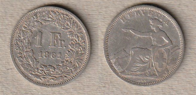 1 Franken 1861 Sitzende Helvetia ss+ (Gebraucht) in Allschwil für CHF 40 – mit Lieferung auf ...