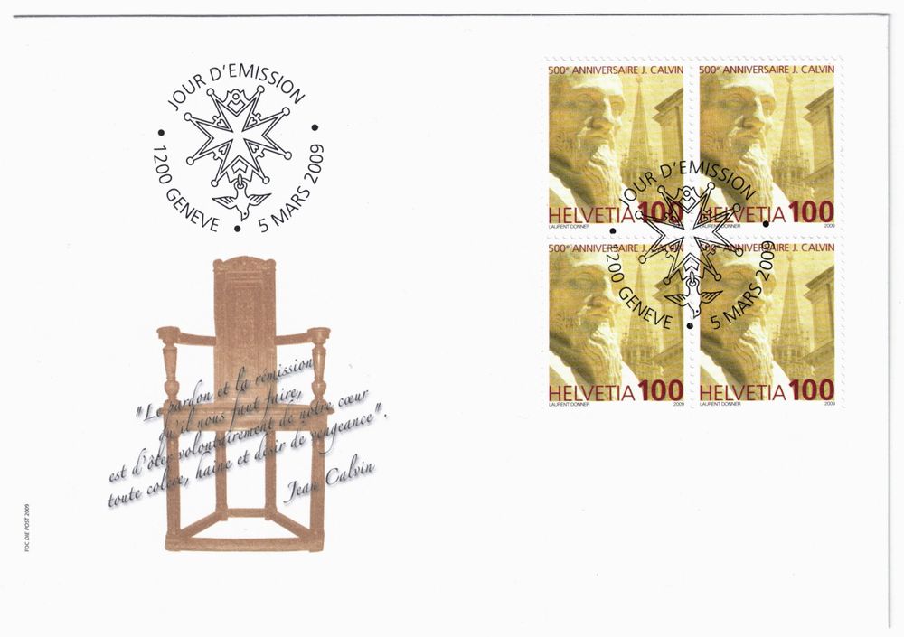 2009 4 Block FDC 500. Geburtstag von Johannes Calvin | Kaufen auf Ricardo