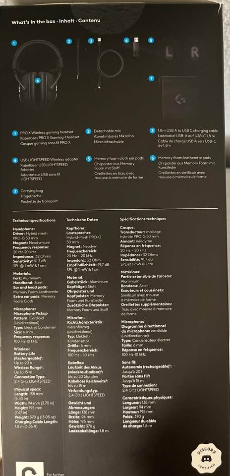 Logitech G Pro X Lightspeed Gaming Headset – Kabellos – Top (Gebraucht ...