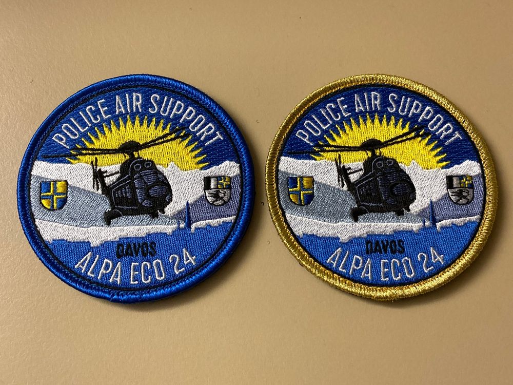 2 Badges WEF Police Air Support 2024 (Gold und Normal) (Neu (gemäss ...