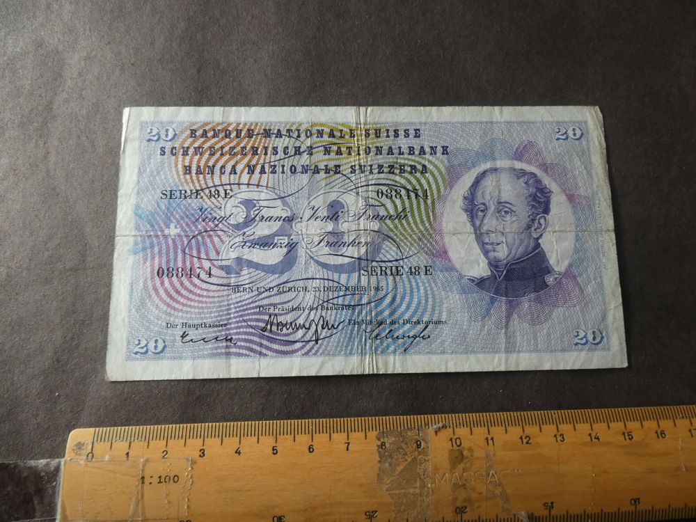 Schweiz 1965, 20 Franken (Gebraucht) in Hinterforst für CHF 3 – mit Lieferung auf Ricardo kaufen