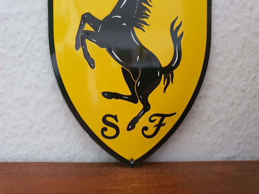 Emailschild Ferrari Wappen Logo Italy Emaille Schild Reklame | Kaufen ...