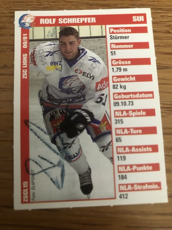 Rolf Schrepfer ZSC SCB Hockey Card signiert (Gebraucht) in Meierskappel ...