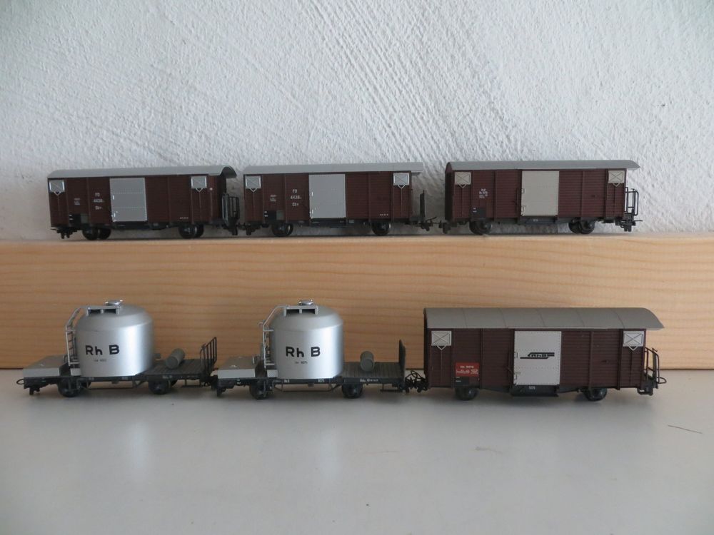 Bemo H0m: Set mit 6 Güterwagen der RhB/FO, ohne OVP (Gebraucht) in St ...