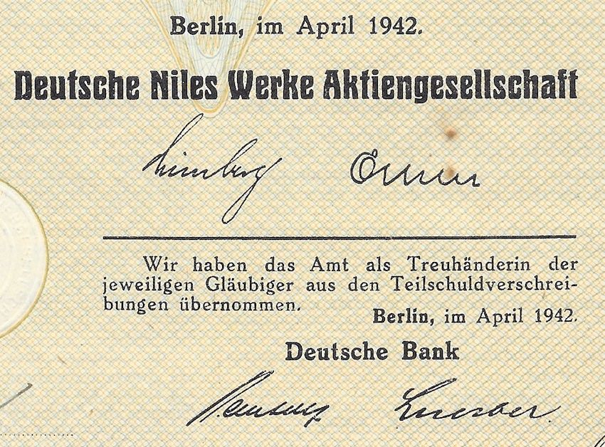 Deutsche Niles Werke AG, Berlin - 1942 (Gebraucht) in Solothurn für CHF ...