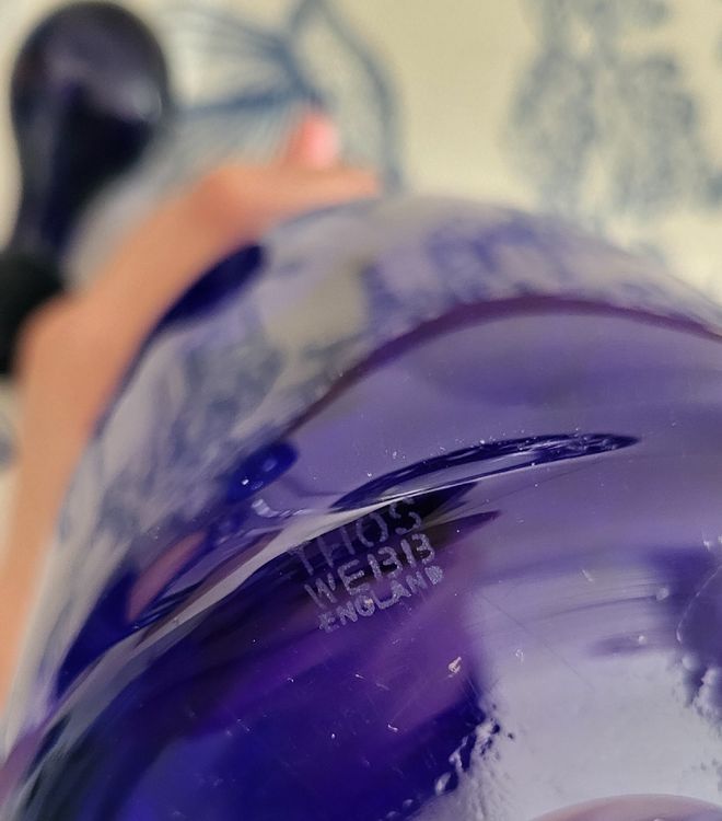 Carafe en verre bleu Cobalt signée 27.5 Cm pièce rare ! (Gebraucht) in ...