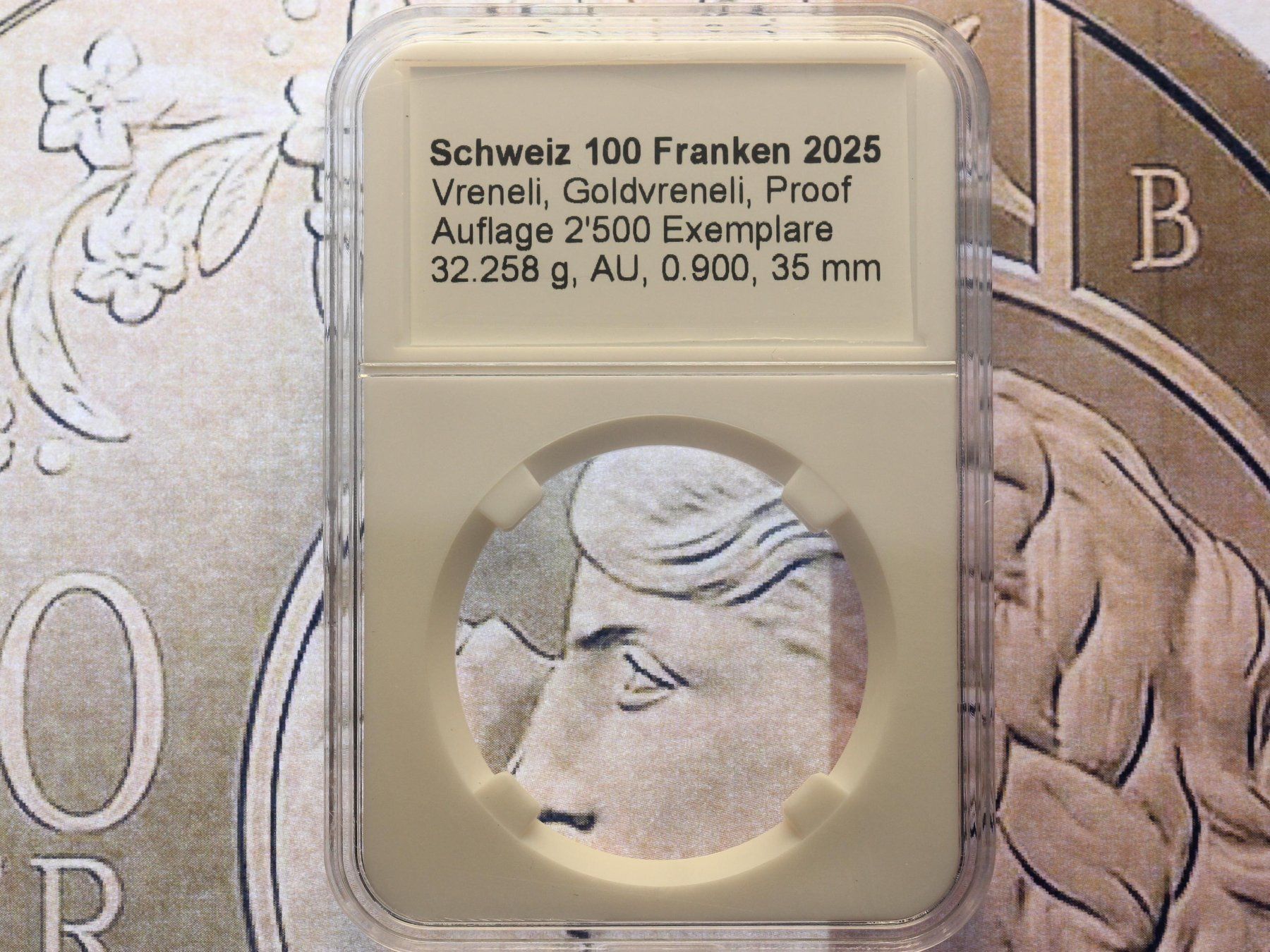 Slab für 100 Franken 2025 Vreneli --- fertig beschriftet (Neu und originalverpackt) in Knutwil ...