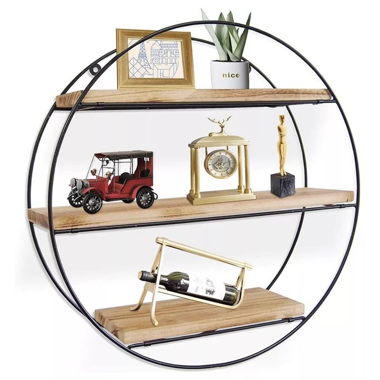 Wandregal Holz Metall Vintage