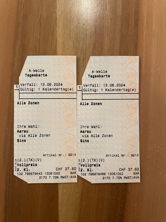 A-Welle Tageskarte (Neu (gemäss Beschreibung)) in Nussbaumen AG für CHF ...