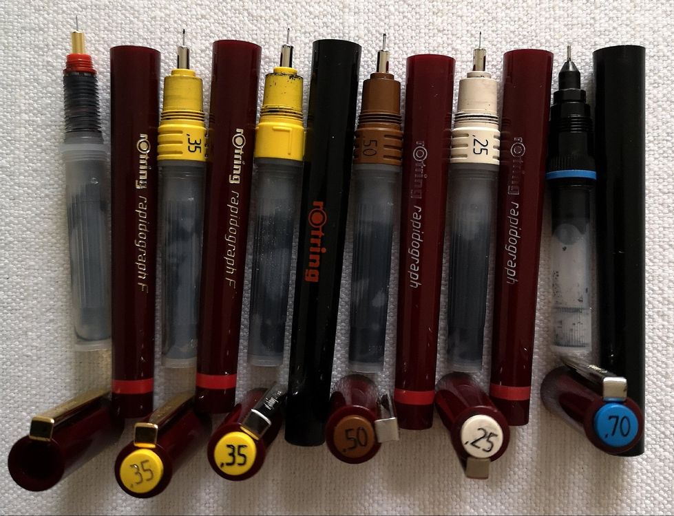 Rotring Rapidomat dry techn. Tuschstifte mit viel Zubehör | Kaufen auf ...