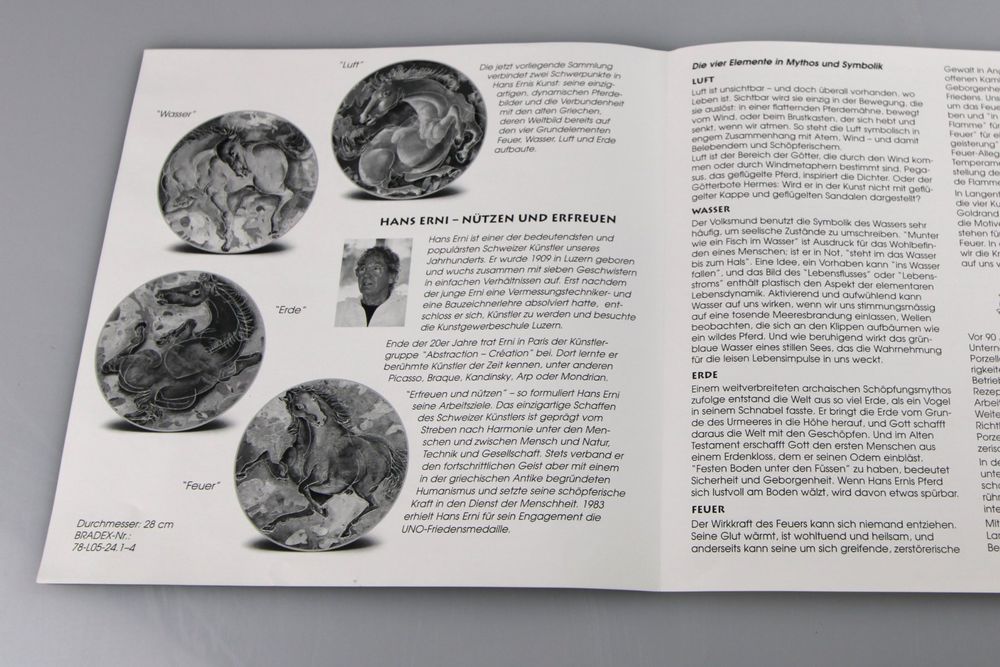 4er Set Teller "Hans Erni -Vier Elemente" Limitierte Auflage (Gebraucht) in Volketswil für CHF ...