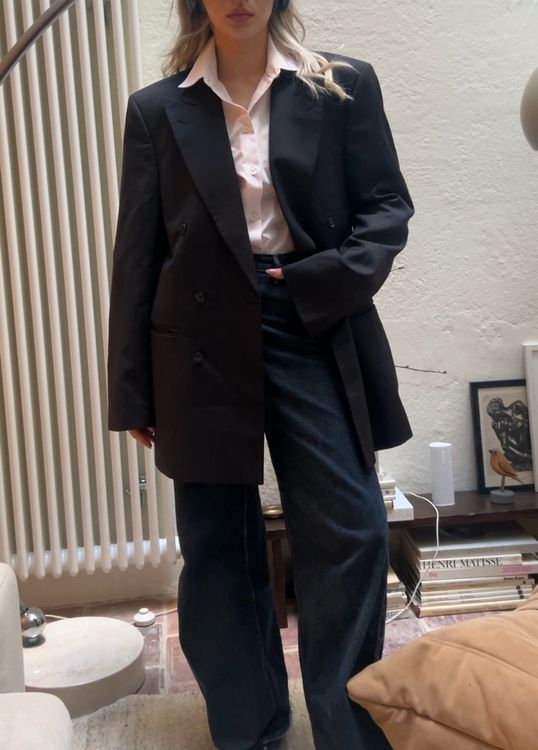 Iconic YSL oversized double breasted Blazer grau Breits sec (Gebraucht ...