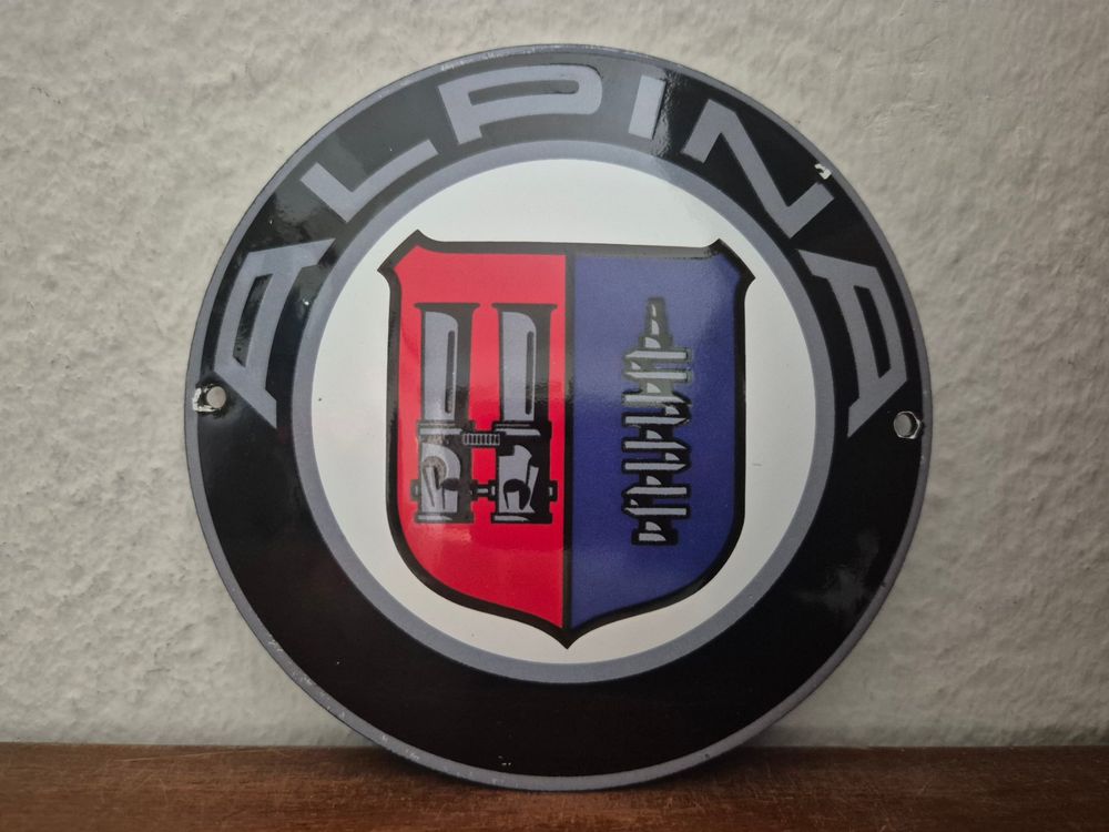 Emailschild BMW Alpina Werkstatt Service Logo Emaille Schild (Neu ...