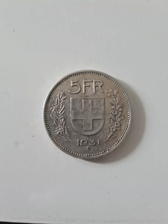 Schweiz 5 Franken 1931 B Abart 13 Sterne ü. Kopf (Gebraucht) in Reinach BL für CHF 9 – mit ...