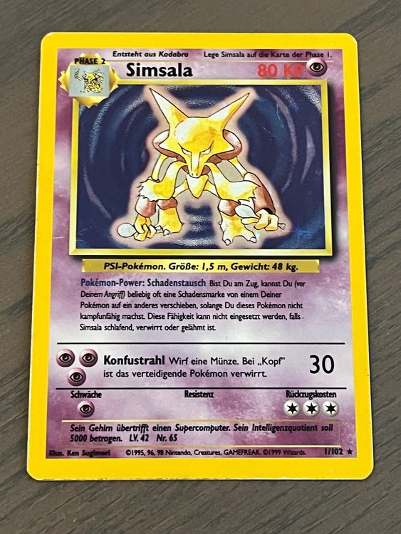 Simsala 1/102 Holo Pokemon Karte Base Set / Basis Set (Gebraucht) in ...