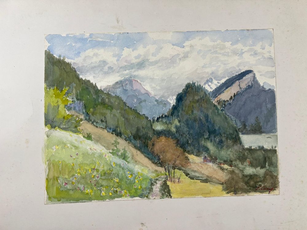 1940 er Berglandschaft Aquarell Handsigniert. | Kaufen auf Ricardo