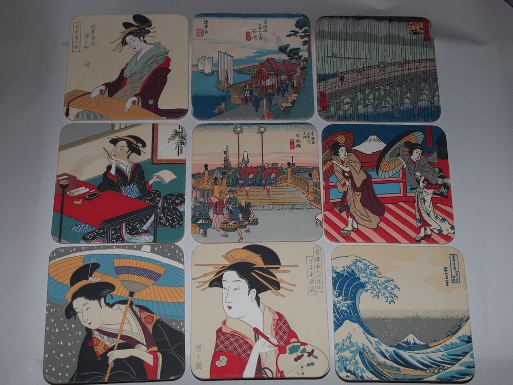 Untersetzer mit japanischen Motiven aus Karton Set 9 Stk. (Gebraucht ...