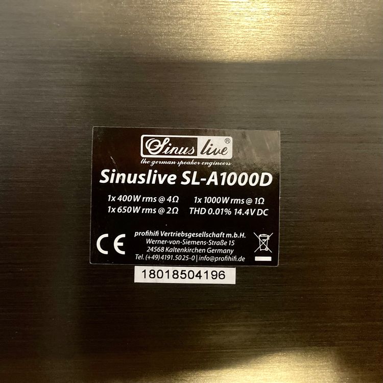 Sinuslive SL-A1000D Car Hifi Verstärker | Kaufen auf Ricardo