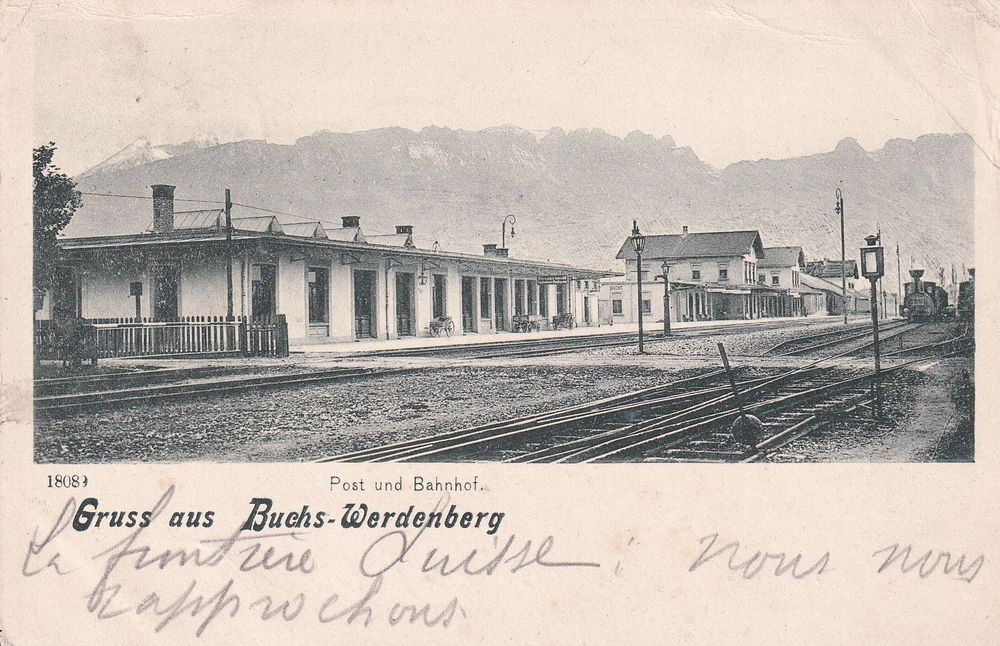 Buchs-Werdenberg SG Bahnhof & Post - Dampeisenbahn um 1902 (Gebraucht) in Niedergesteln für CHF ...