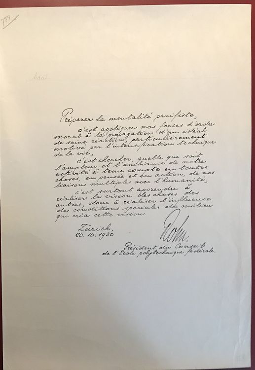 Dr. Arthur Rohn 1878-1956 ETH Zürich Autograph PAX MUNDI (Gebraucht) in ...