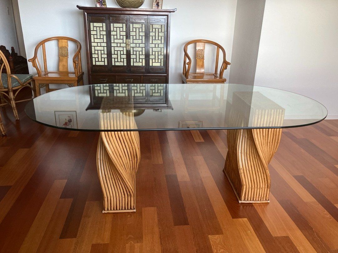 Superbe table en bambou et verre (D'occasion) à Neuchâtel pour CHF 20 ...