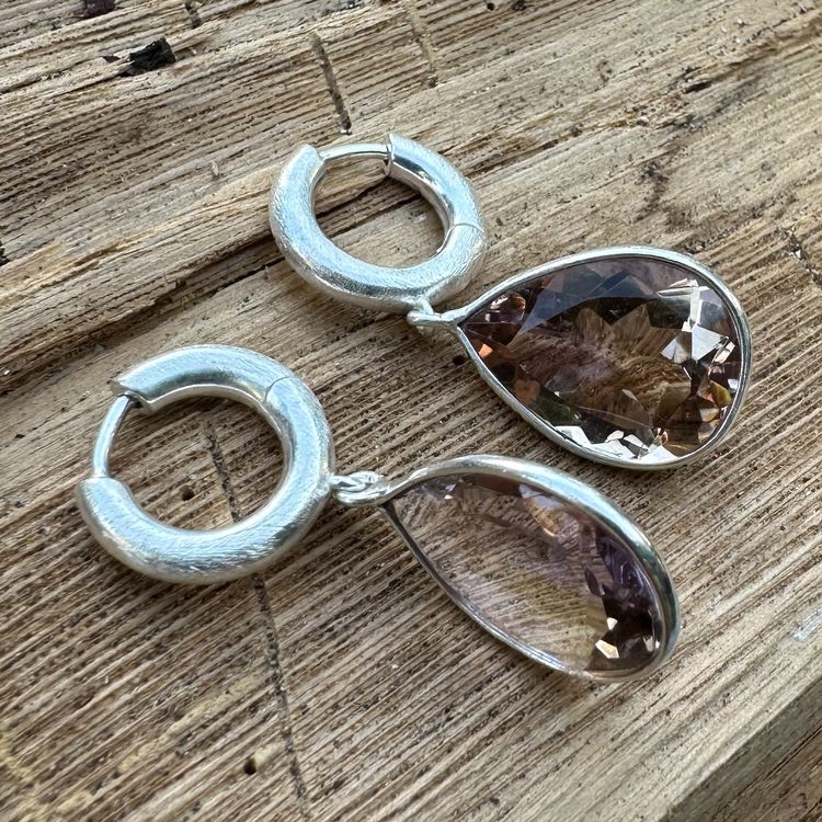 Ametrin Creolen 925 Sterling Silber matt (Neu (gemäss Beschreibung)) in ...