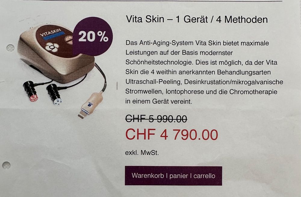 Vita Skin Anti-Aging-System (Gebraucht) in Oberrieden für CHF 500 – nur ...