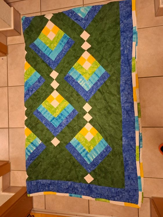 Grosse,kuschelige Patchworkdecke mit Fleece, handgemacht (Neu (gemäss Beschreibung)) in ...