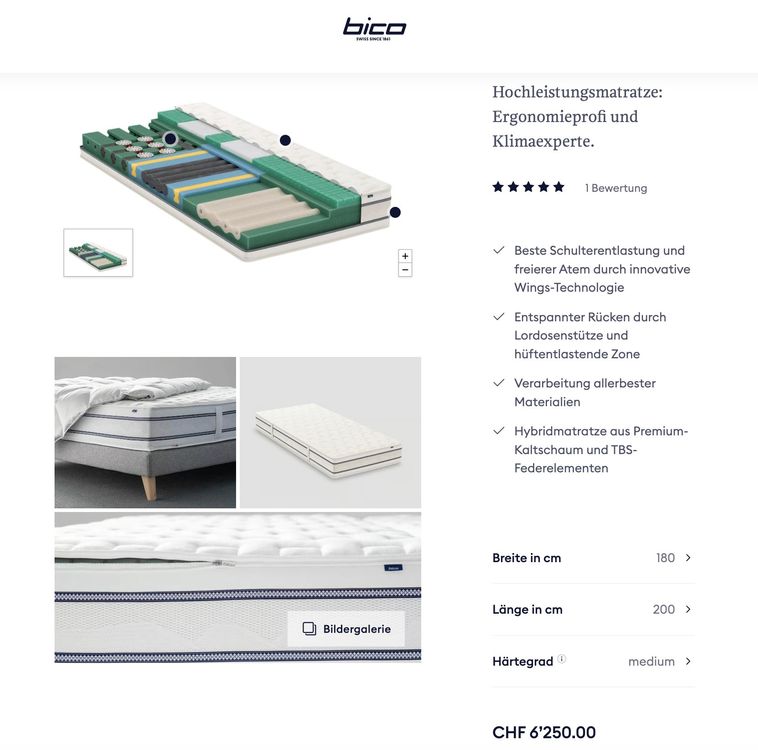 Bico Matratze 180x200, ergonomisch, Top Zustand (Gebraucht) in ...