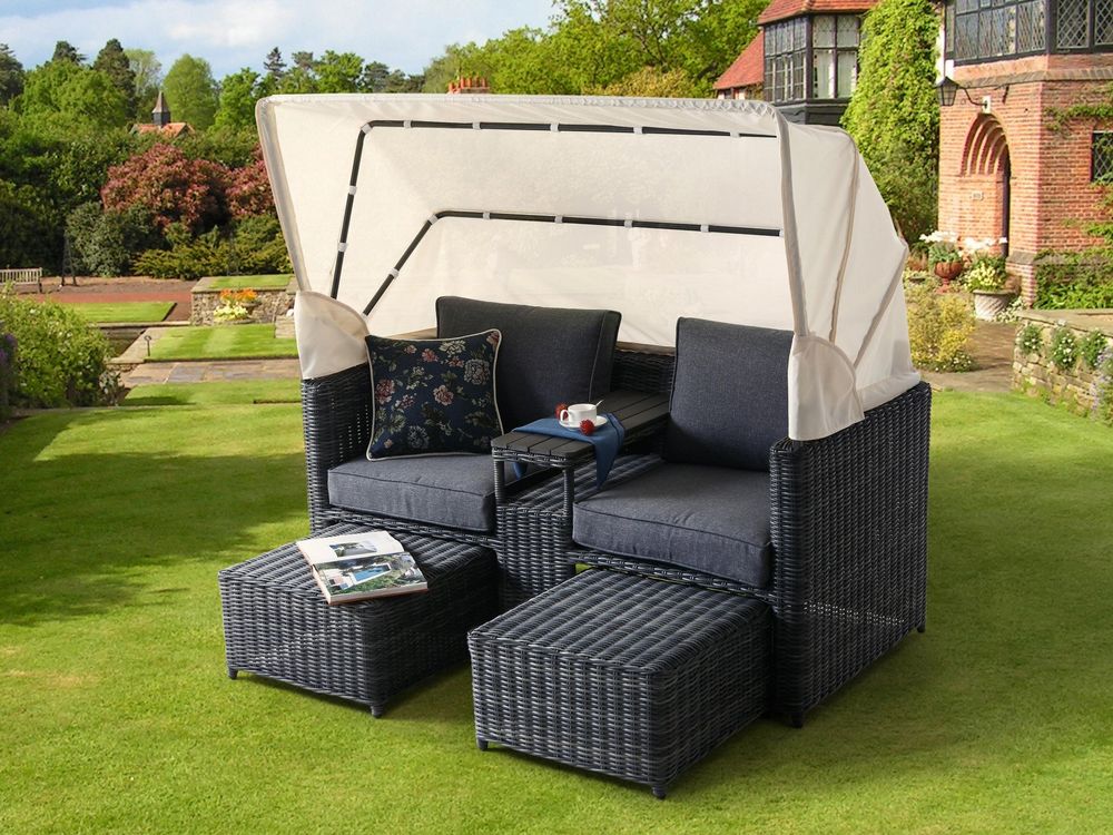 rattan relax-oase für 2 personen mit sonnendach | Kaufen auf Ricardo