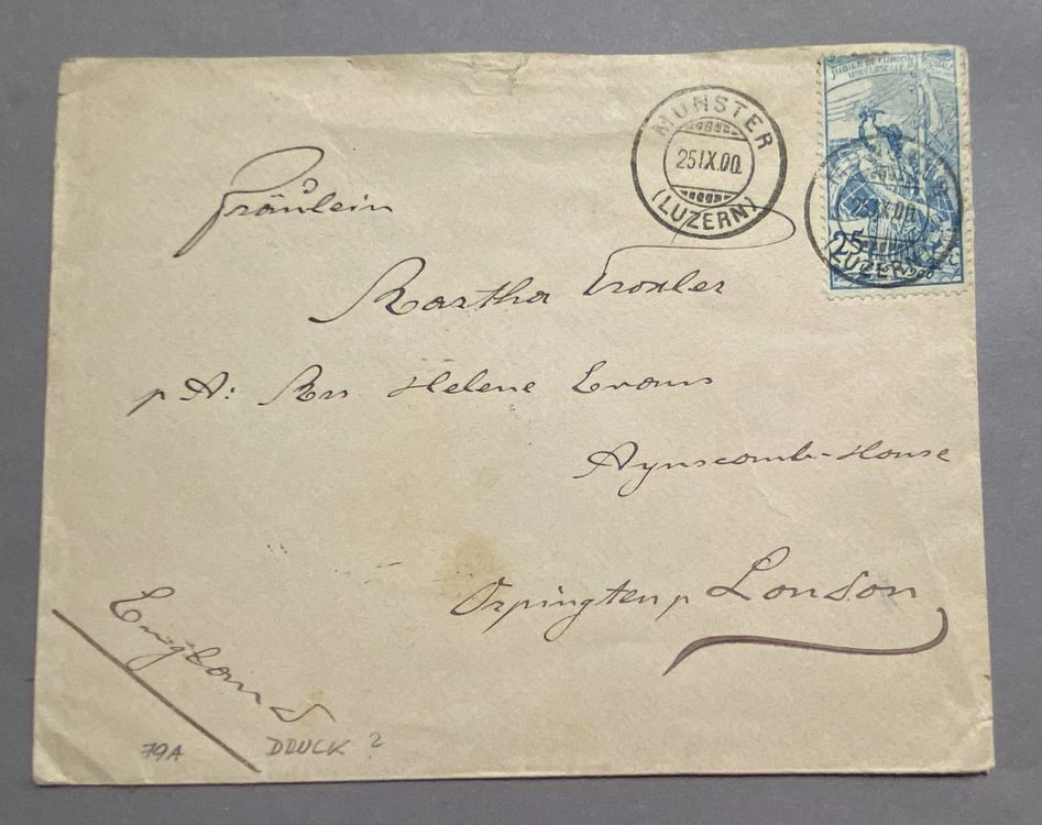 79A Brief von Münster nach London, Abart, SBK 175.- (Gebraucht) in Steinhausen für CHF 10 – mit ...