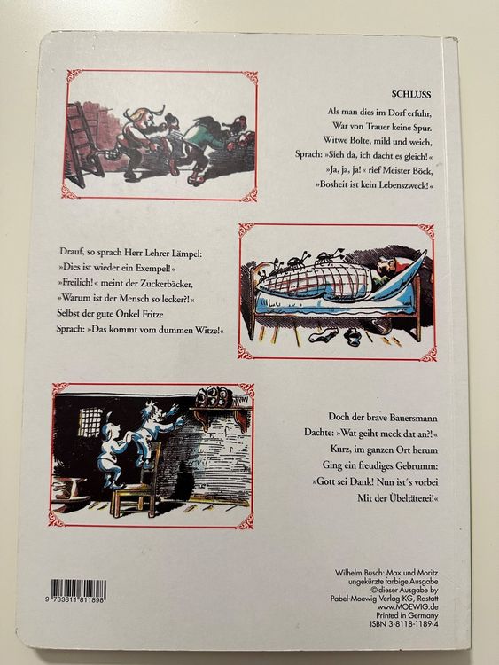 MAX UND MORITZ - Kinderbuchklassiker in sieben Streichen (Gebraucht) in ...