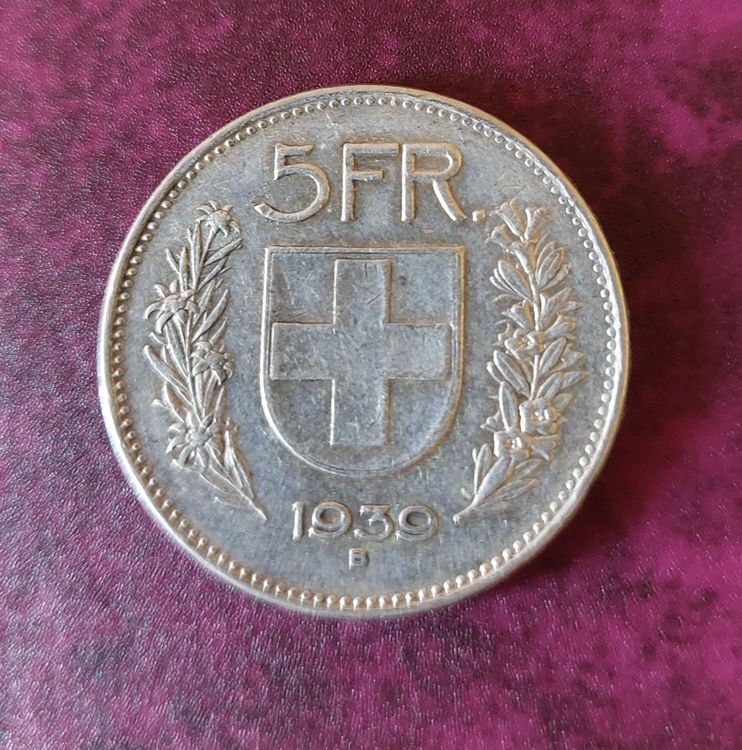 Silbermünze 5 Franken 1939 | Kaufen auf Ricardo
