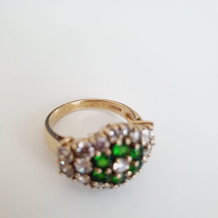 Silber Ring 922 er mit grünen und weissen Steinen, Gr 17,2 (Gebraucht ...