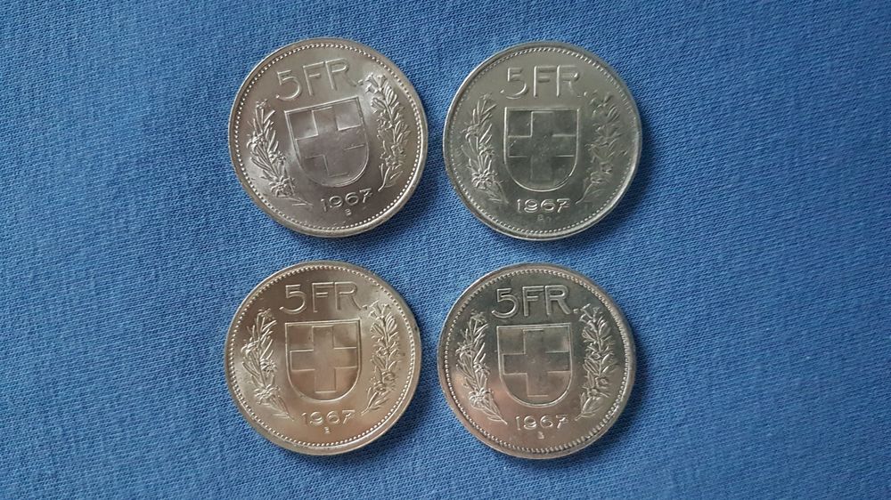 4 x 5 Franken Silbermünzen Jahrgang 1967 ab nur 1 Franken !! (Gebraucht) in Camignolo für CHF 39 ...